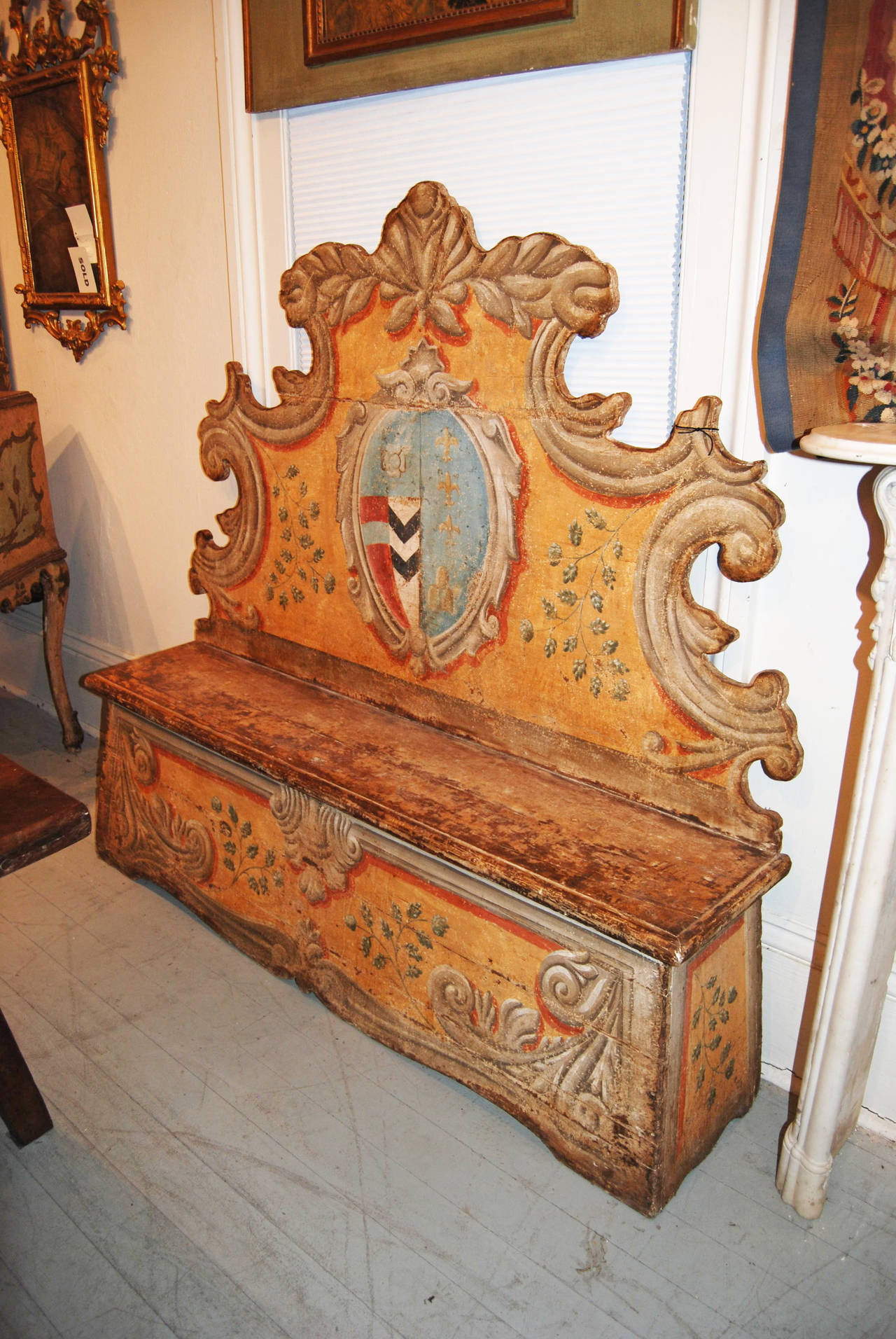 19th Century Painted Italian Bench For Sale at 1stDibs