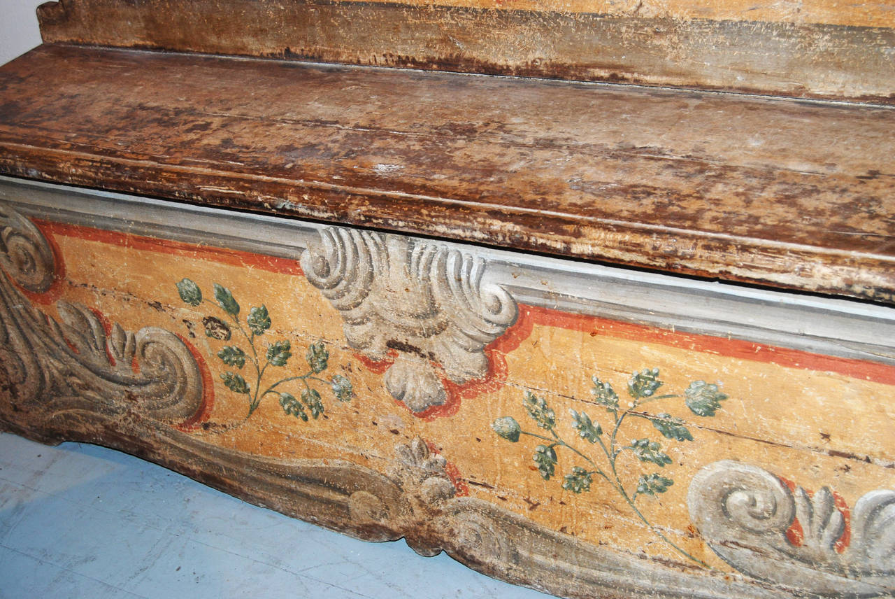 19th Century Painted Italian Bench For Sale at 1stDibs