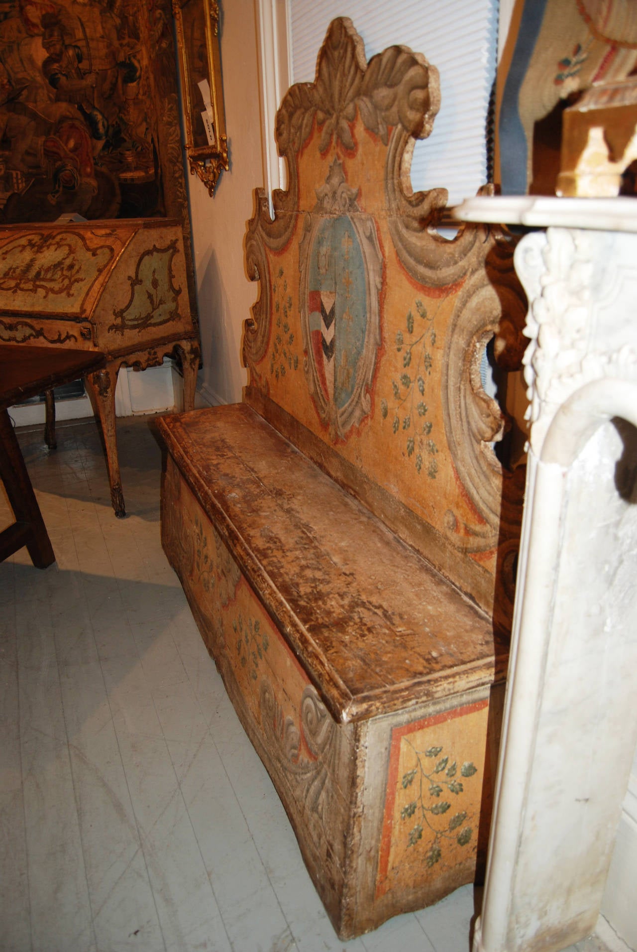 19th Century Painted Italian Bench For Sale at 1stDibs
