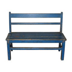 Vintage Blue School Bench at 1stDibs