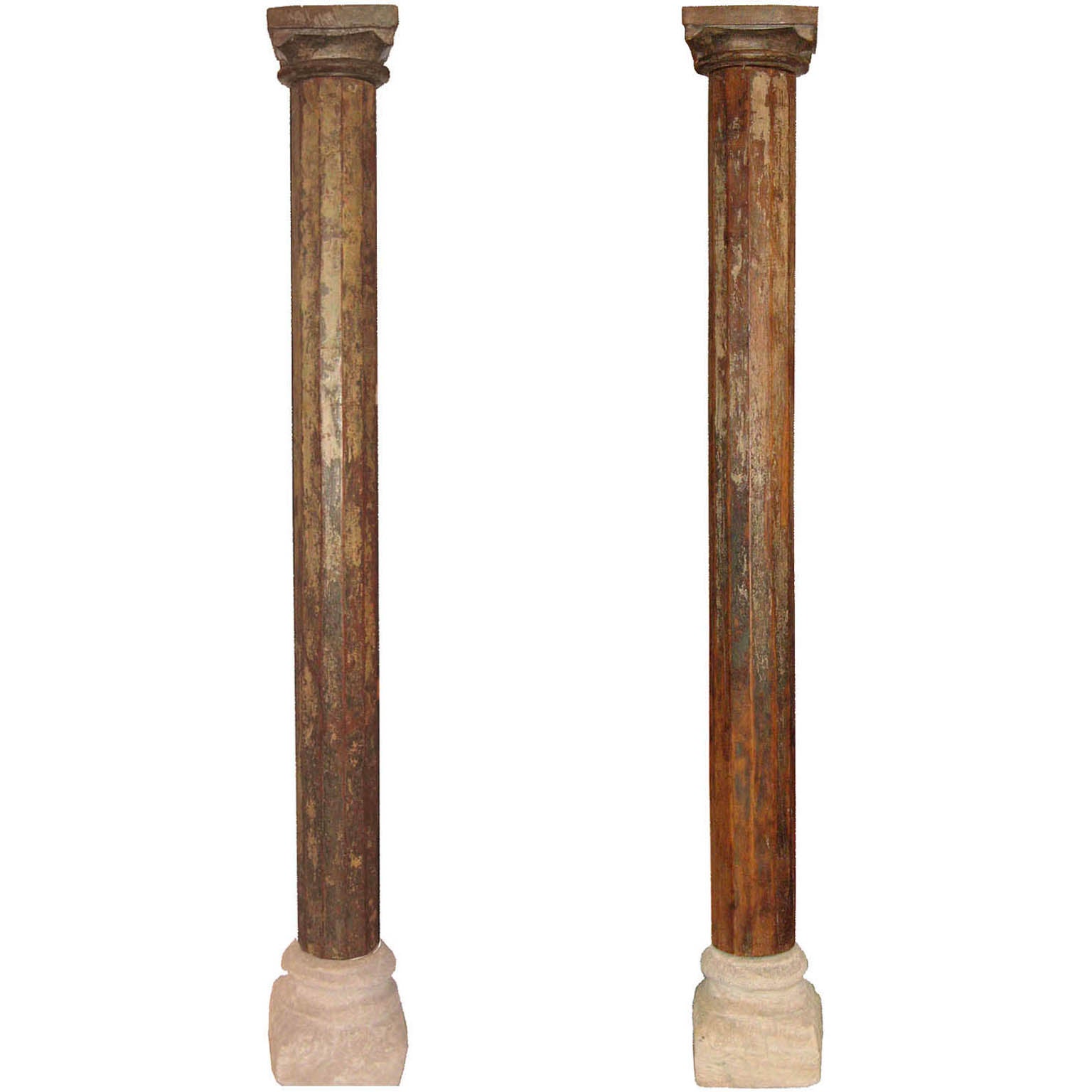 Pair of Teak Wood Columns For Sale at 1stDibs