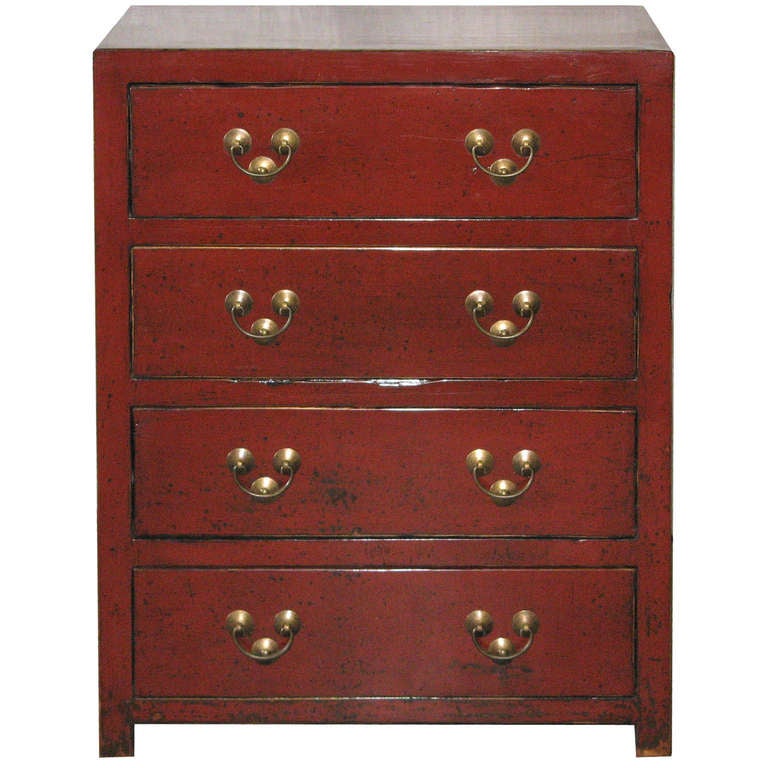 Red 4 Drawer Chest at 1stDibs