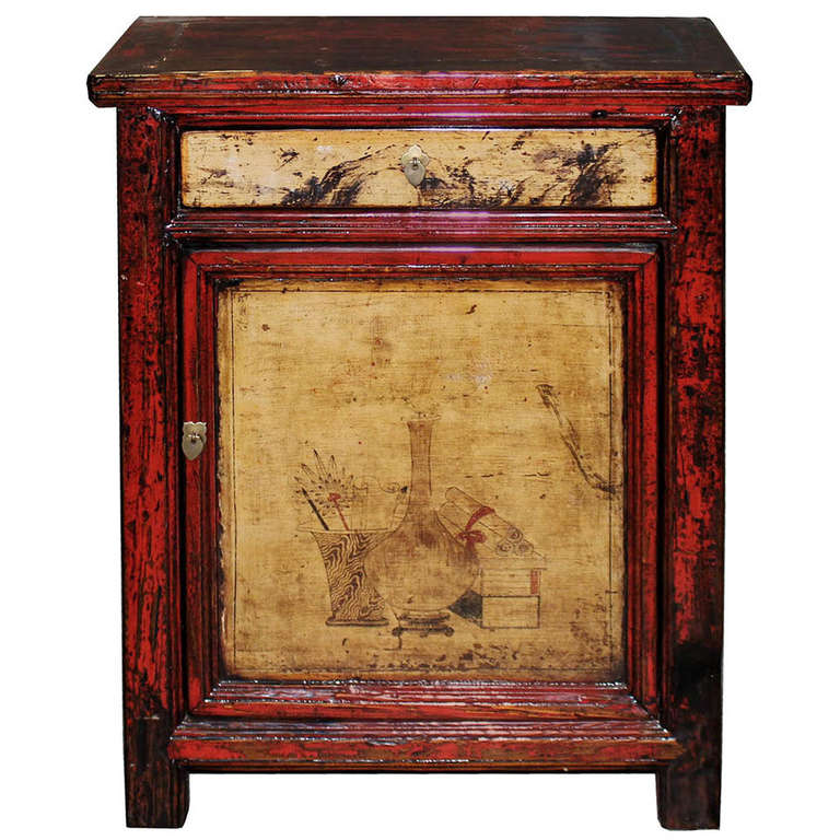 Red Painted Side Chest at 1stDibs