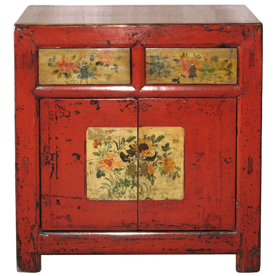 Red Painted Chest at 1stDibs