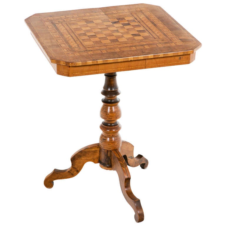 Italian Inlaid Fruitwood Game Table at 1stDibs
