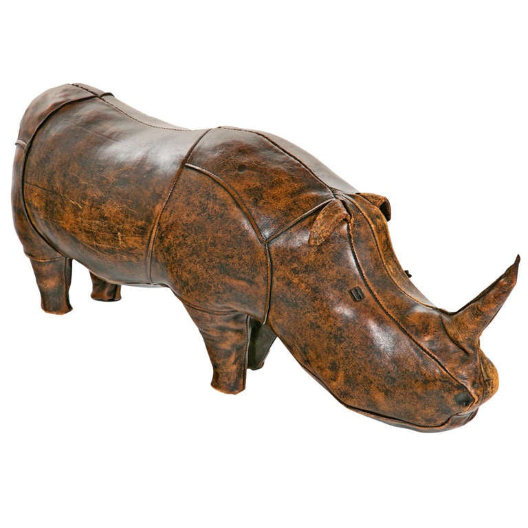 Vintage Leather Rhinoceros Bench at 1stDibs