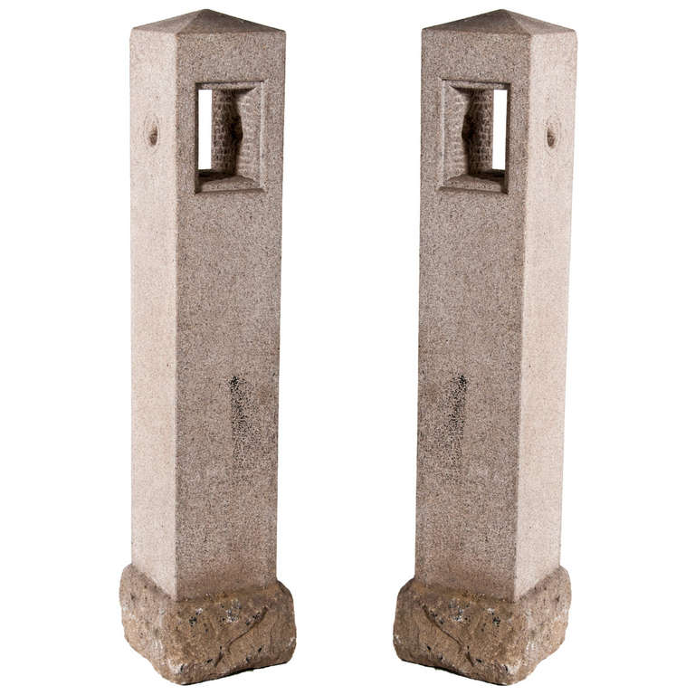 Impressive Pair of Japanese Granite Gate Posts, 19th Century at 1stDibs