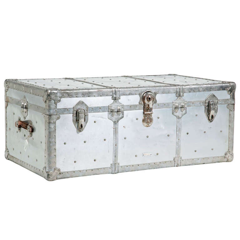Vintage Metal Trunk at 1stDibs