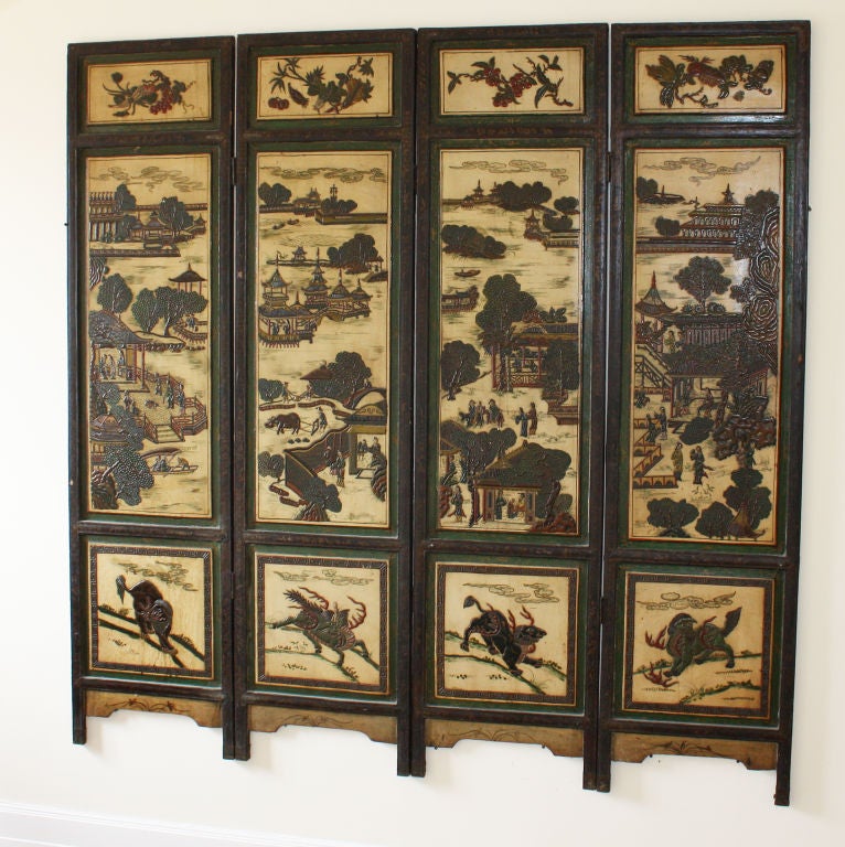 Unusual Ivory Ground Chinese Screen at 1stDibs | ivory screen