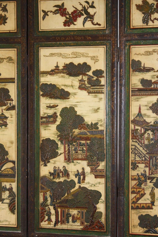 Unusual Ivory Ground Chinese Screen at 1stDibs | ivory screen