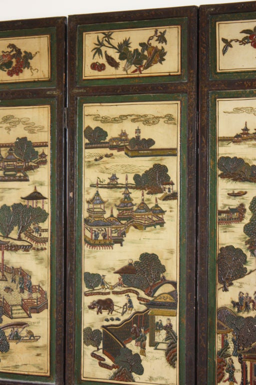 Unusual Ivory Ground Chinese Screen at 1stDibs | ivory screen