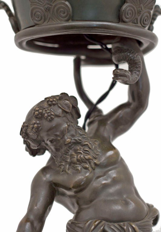Grand Tour Bronze Figure of Silenius as a Oil Lamp at 1stDibs