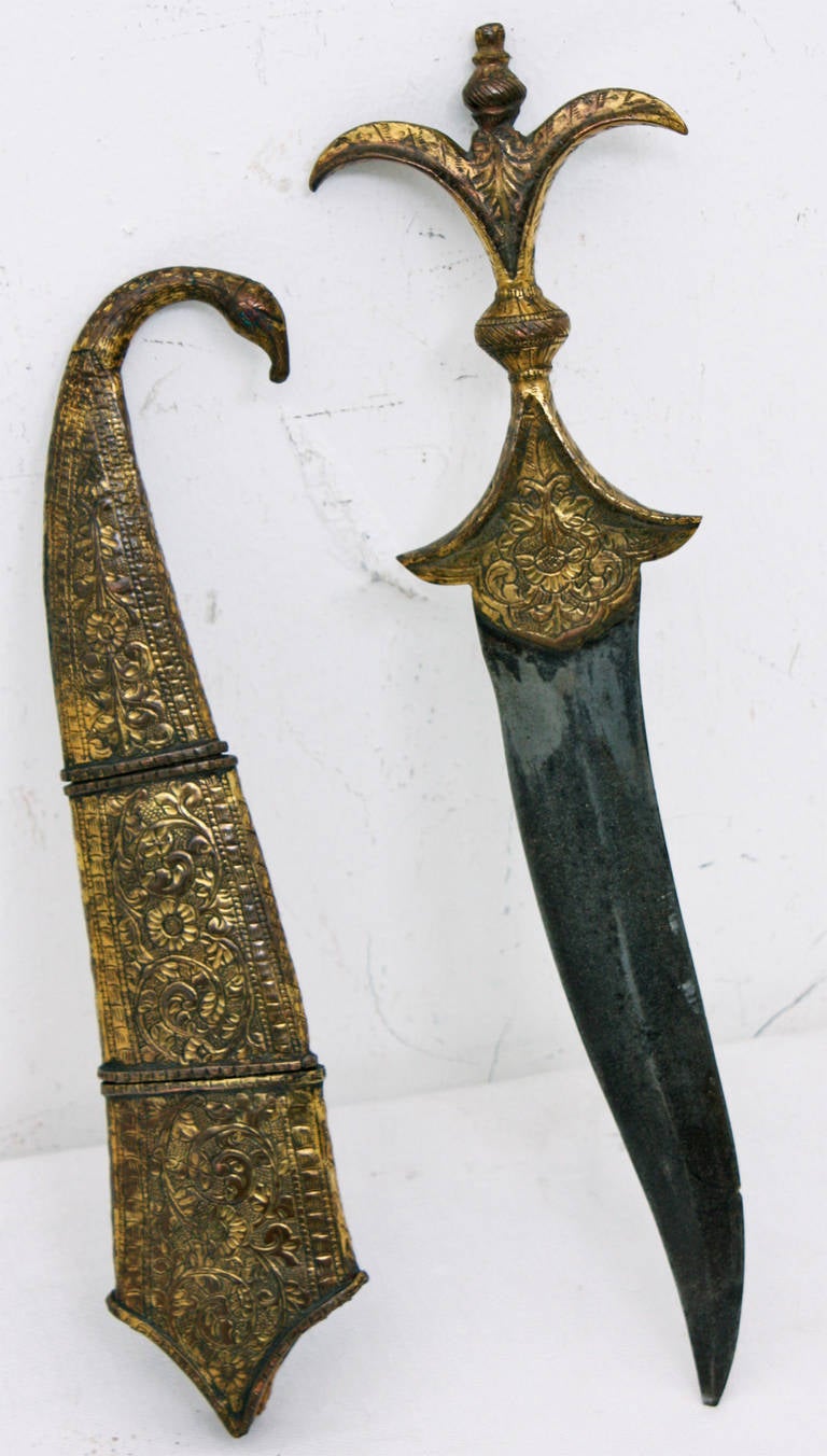 Chilanum Dagger India, gilt bronze circa 1800 at 1stDibs