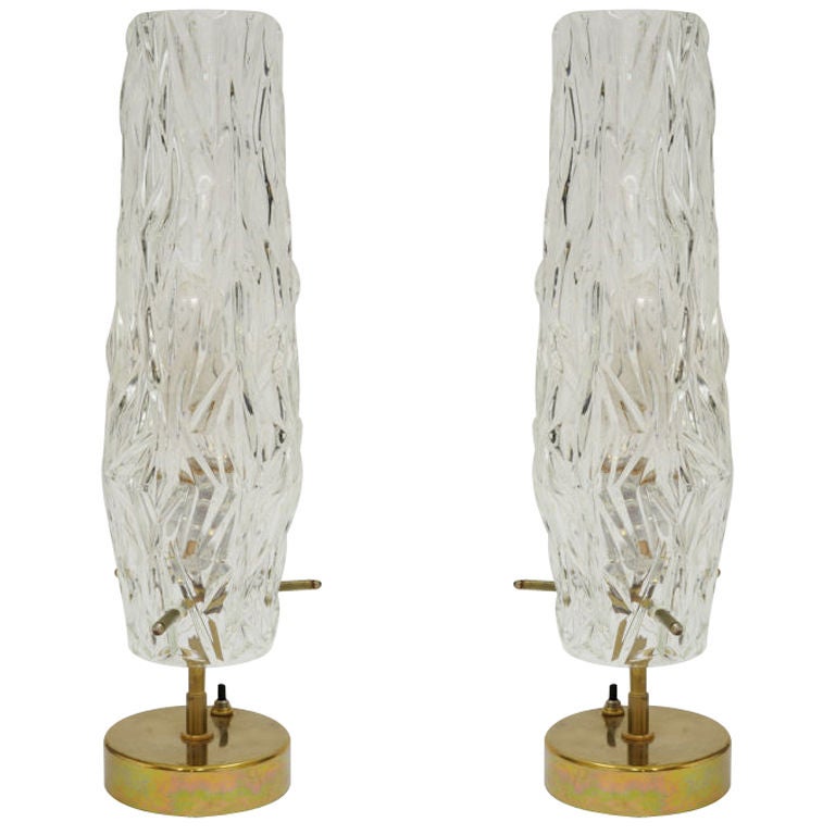 A Pair of Cut Glass Table Torchiere at 1stDibs