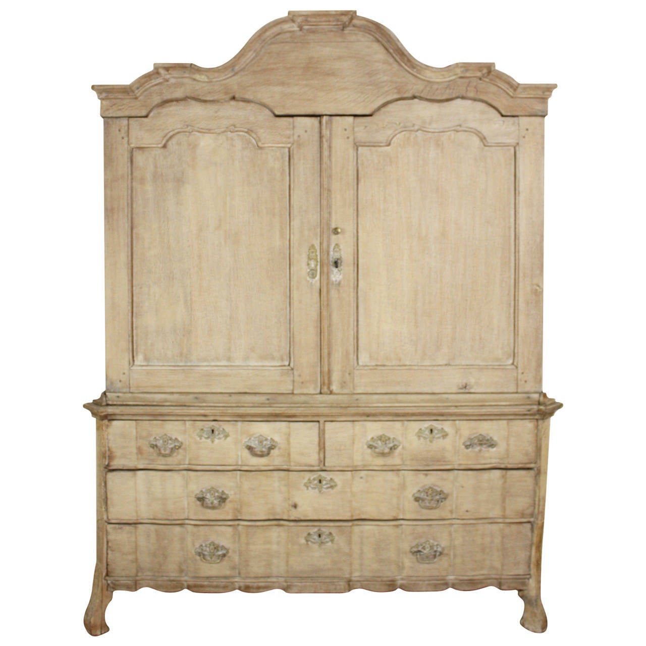 Antique Bleached 18thC Dutch Oak Linen Press at 1stDibs