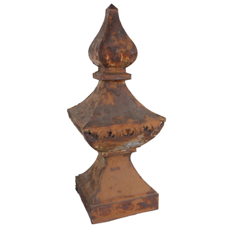 Tall Distressed Antique Metal Finial at 1stDibs