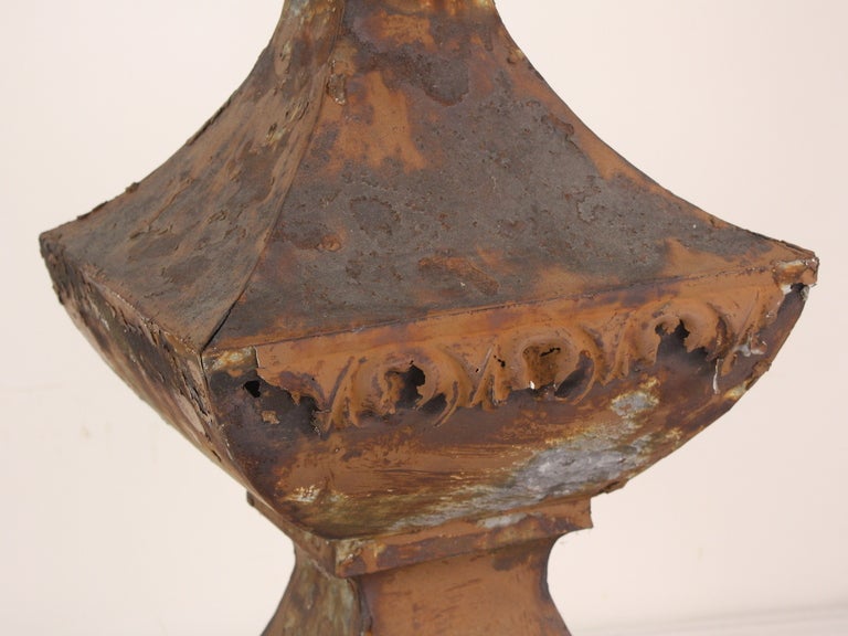 Tall Distressed Antique Metal Finial at 1stDibs