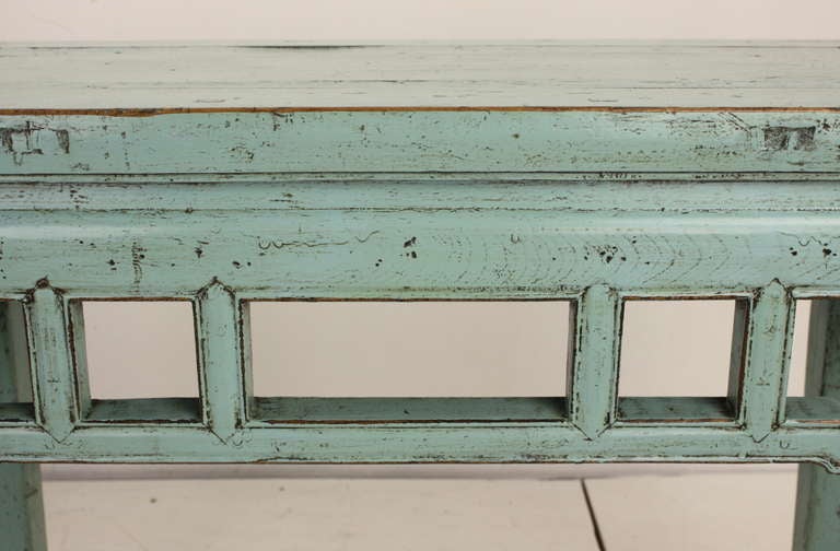 Light Blue Painted Vintage Chinese Console Table at 1stDibs