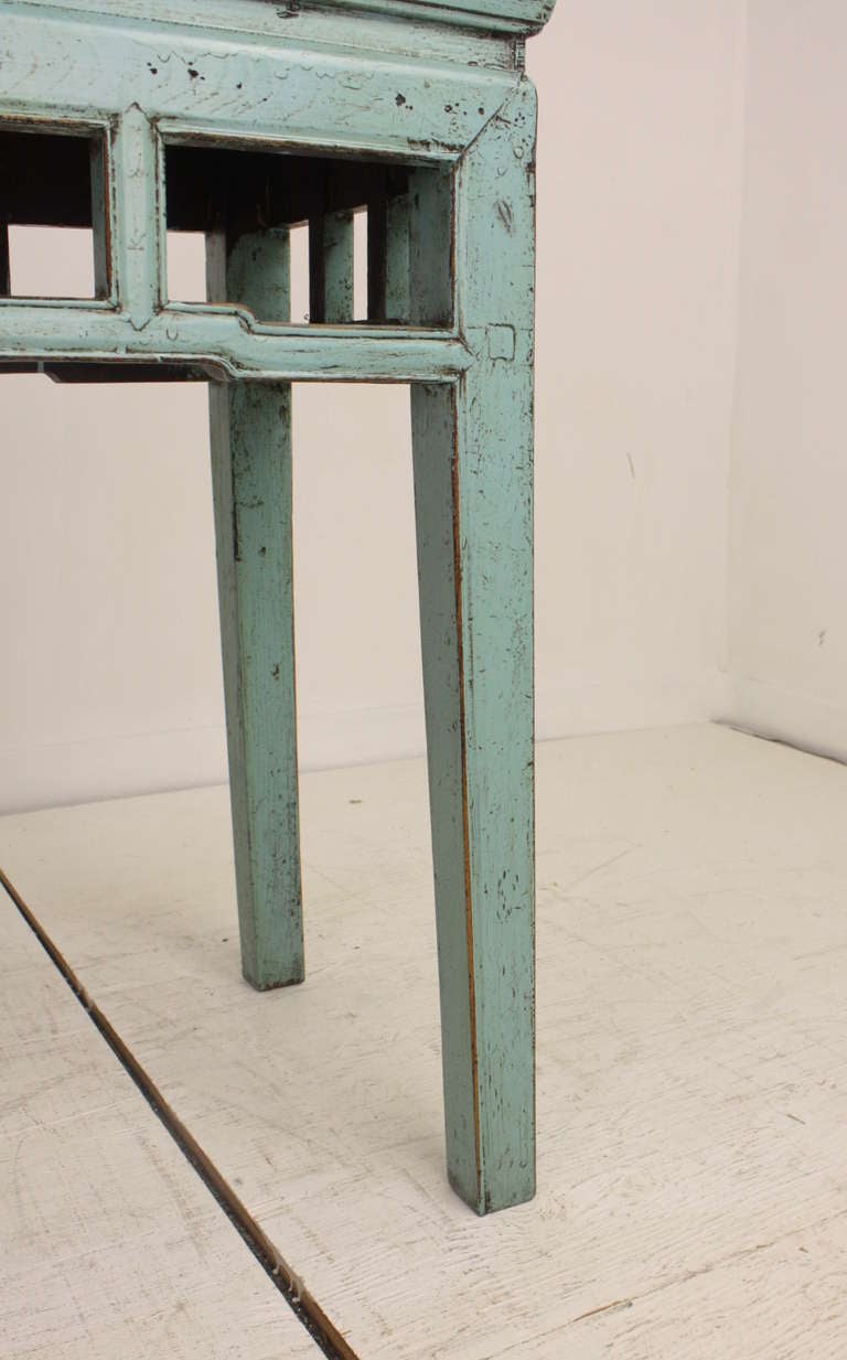 Light Blue Painted Vintage Chinese Console Table at 1stDibs