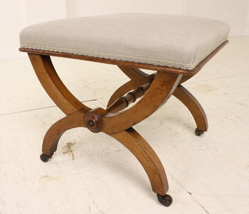 Antique French Mahogany X-Frame Stool at 1stDibs