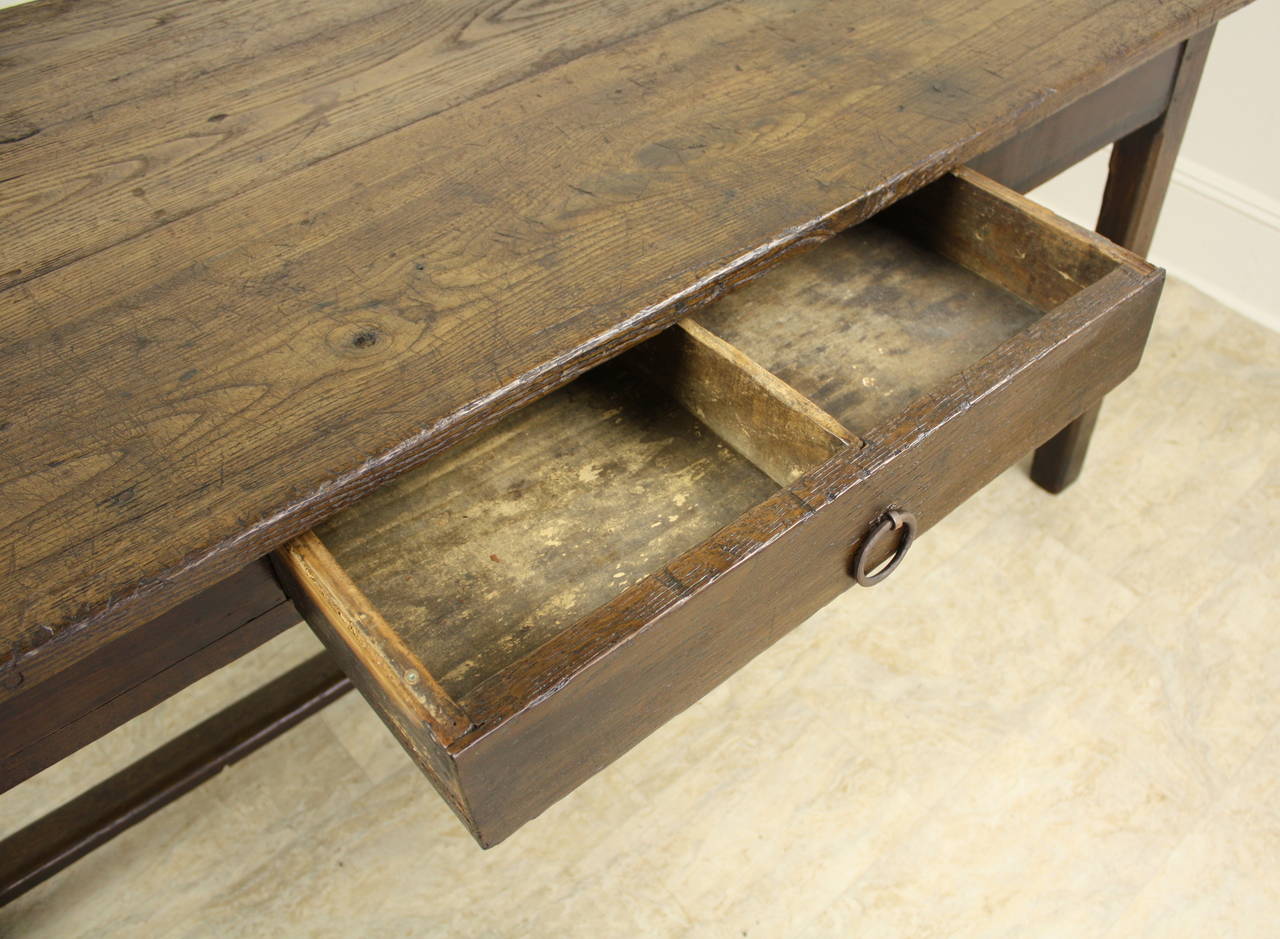 Rustic Chestnut Farm Table on a Stretcher Base at 1stDibs | stretcher ...
