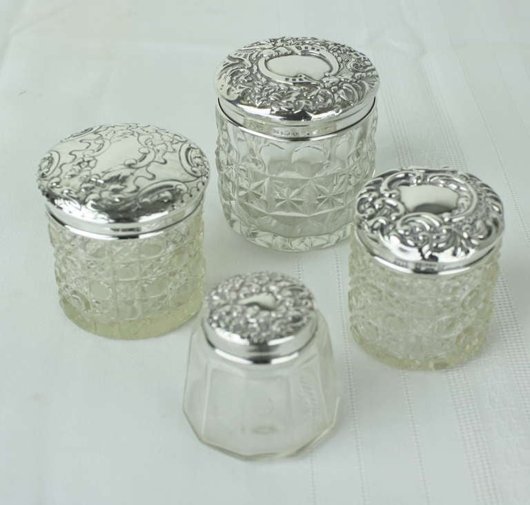Four Hallmarked Antique English Silver Lidded Pots at 1stDibs