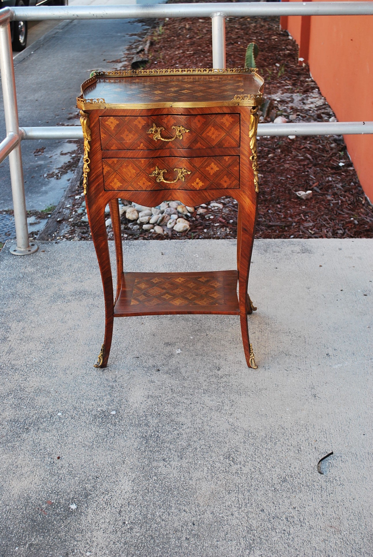 Louis XV Style French Inlaid Wood Side Table at 1stDibs