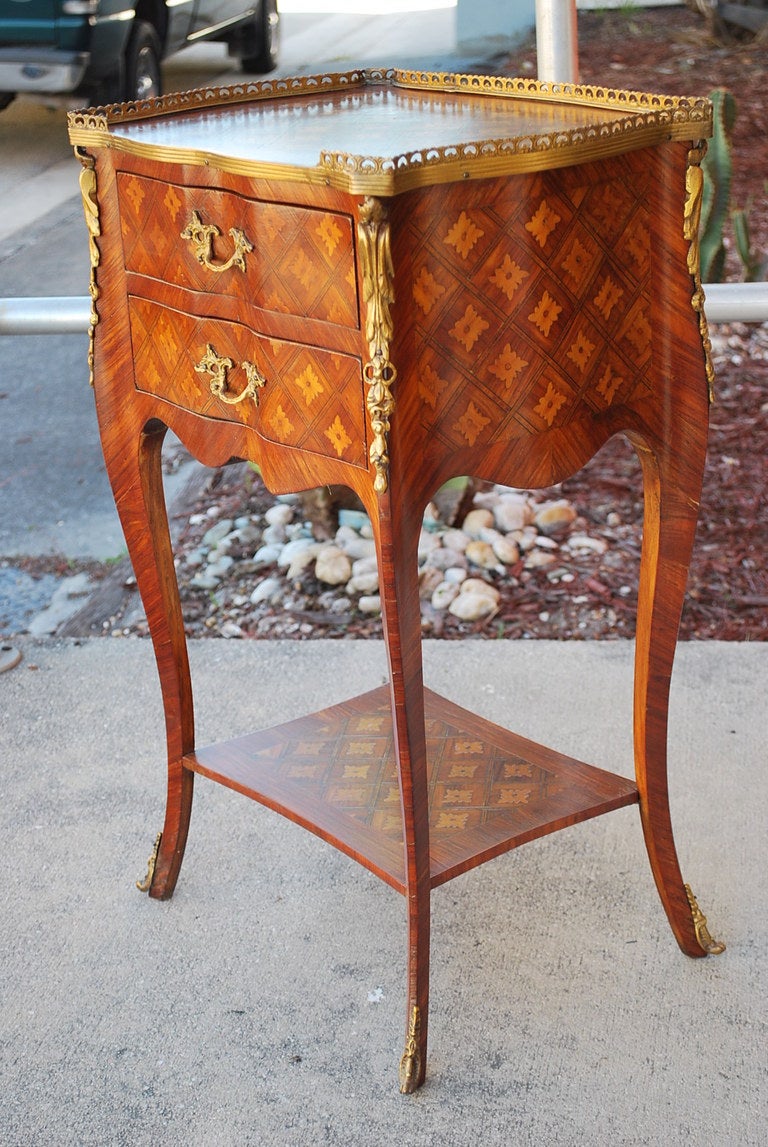 Louis XV Style French Inlaid Wood Side Table at 1stDibs