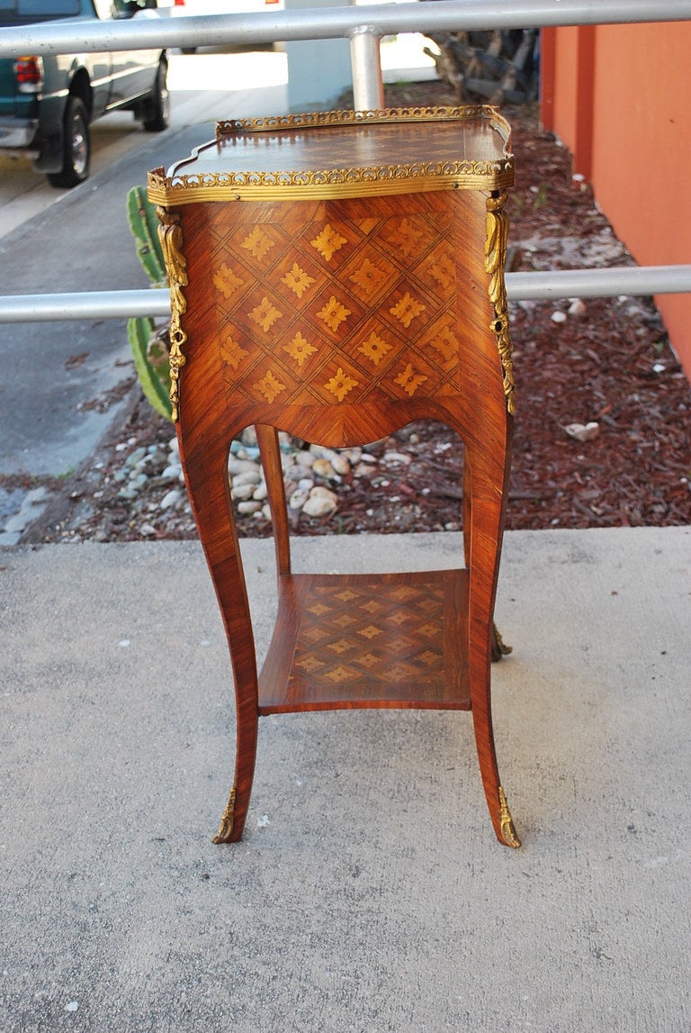 Louis XV Style French Inlaid Wood Side Table at 1stDibs