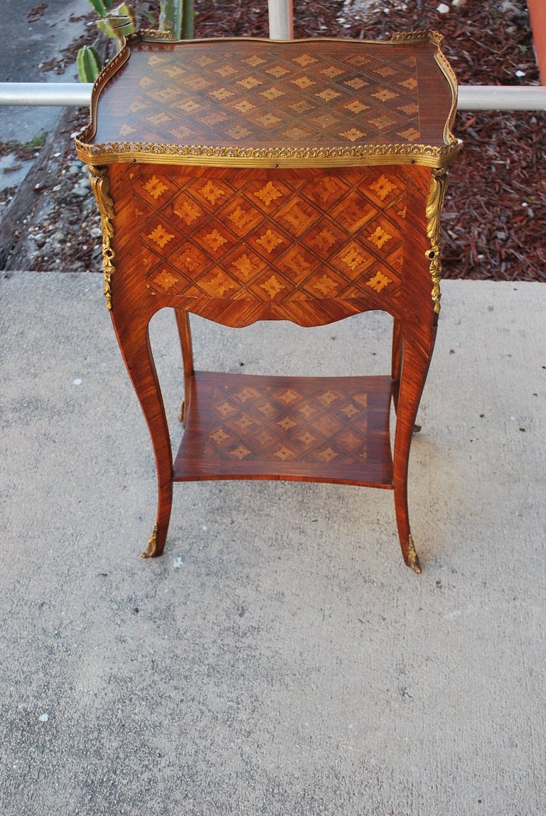 Louis XV Style French Inlaid Wood Side Table at 1stDibs