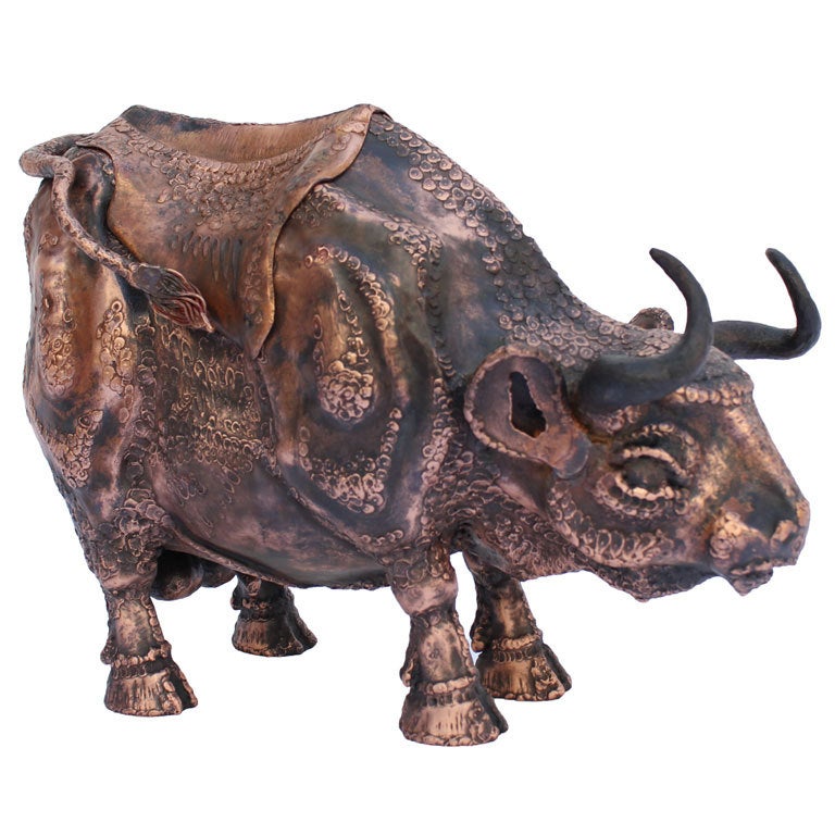 Hand Wrought Copper Bull Box by Onik Agaronyan at 1stDibs