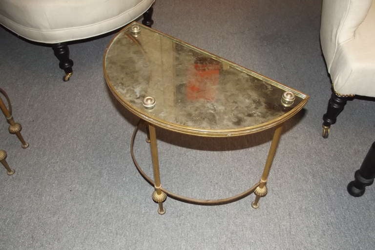 3 Part Coffee Table w/ Distressed Mirror Top at 1stDibs