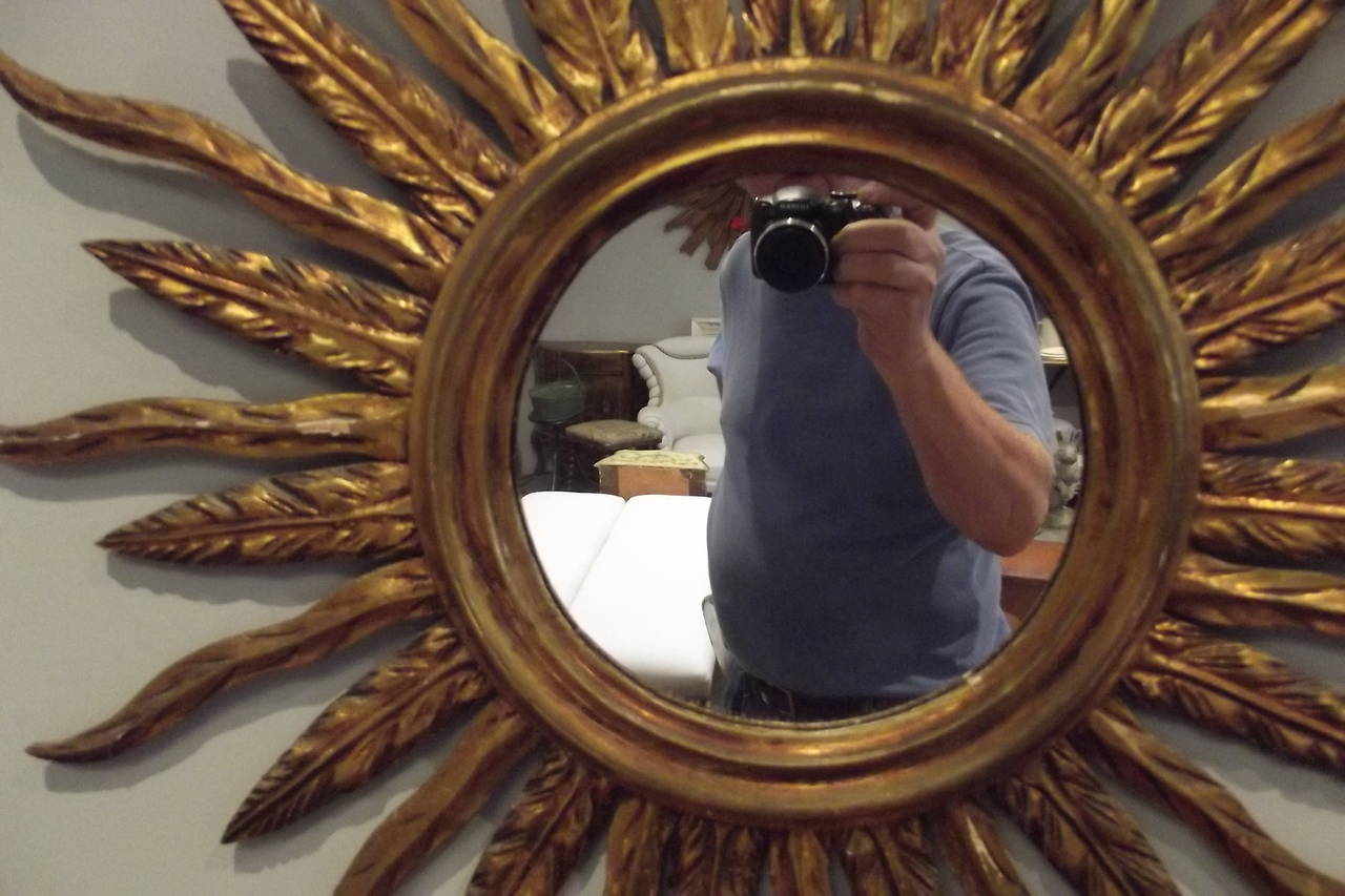 Wooden Sunburst Mirror at 1stDibs