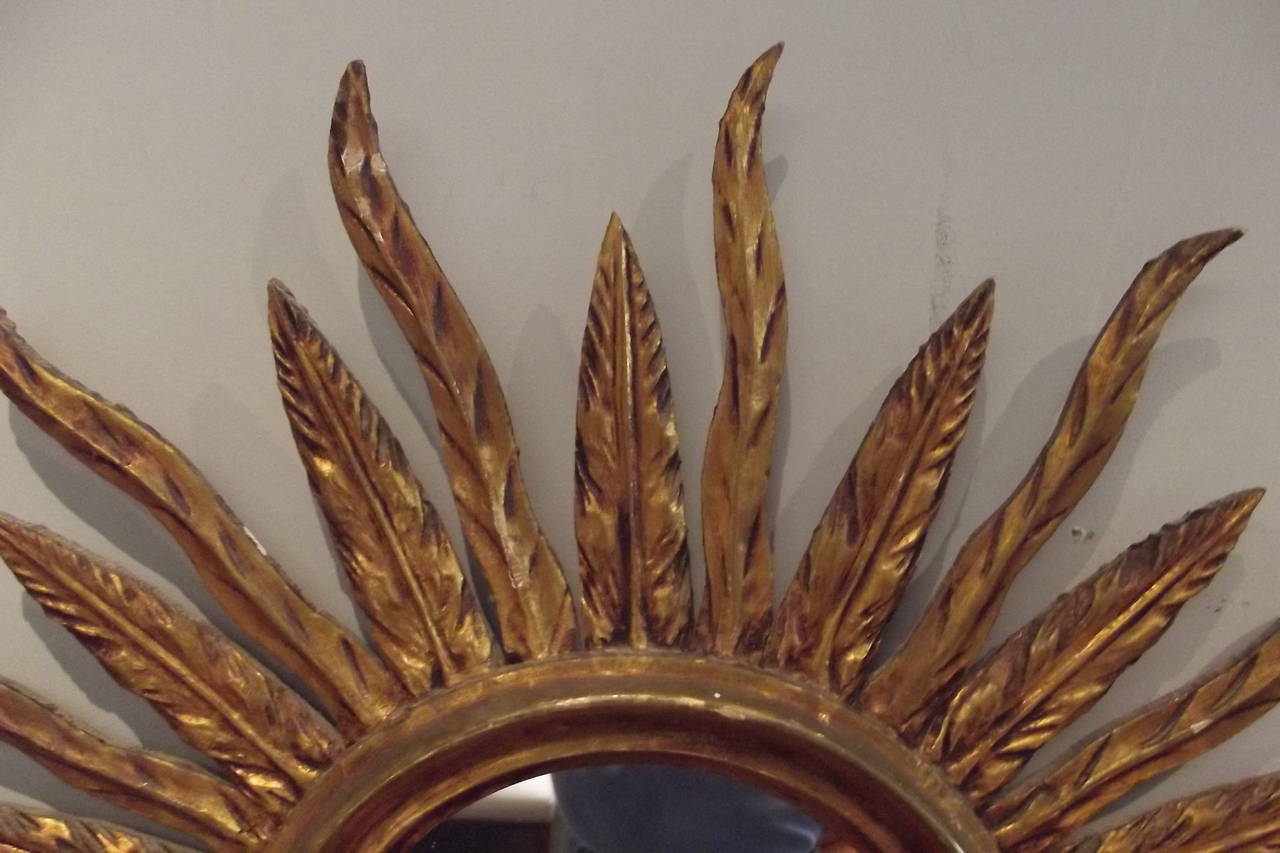 Wooden Sunburst Mirror at 1stDibs