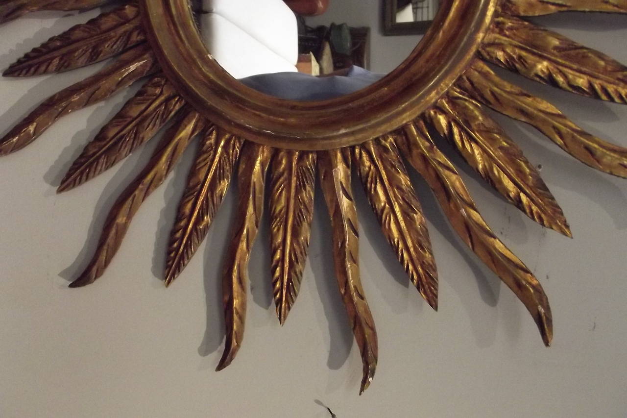 Wooden Sunburst Mirror at 1stDibs