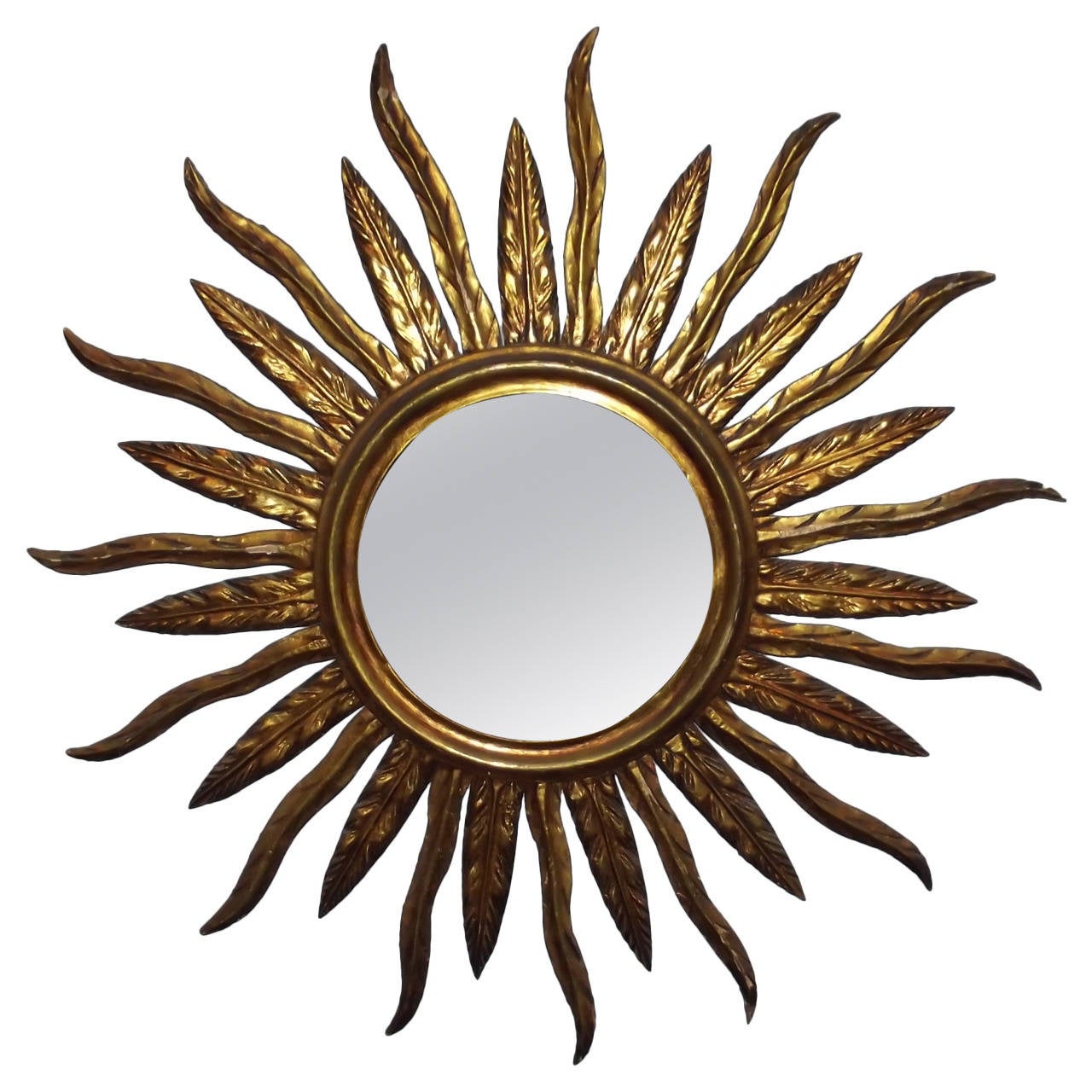 Wooden Sunburst Mirror at 1stDibs