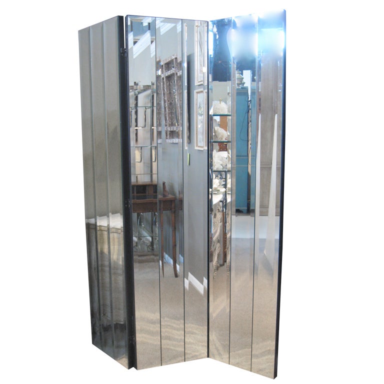 3 Panel Mirrored Screen at 1stDibs