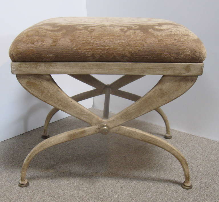 Pair of Curule Upholstered Stools at 1stDibs