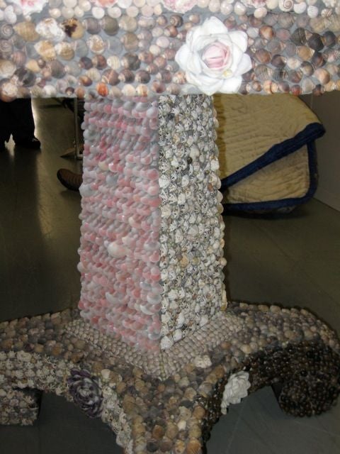 Seashell Encrusted Round Center Table at 1stDibs