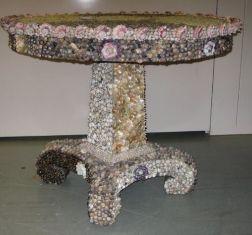 Seashell Encrusted Round Center Table at 1stDibs