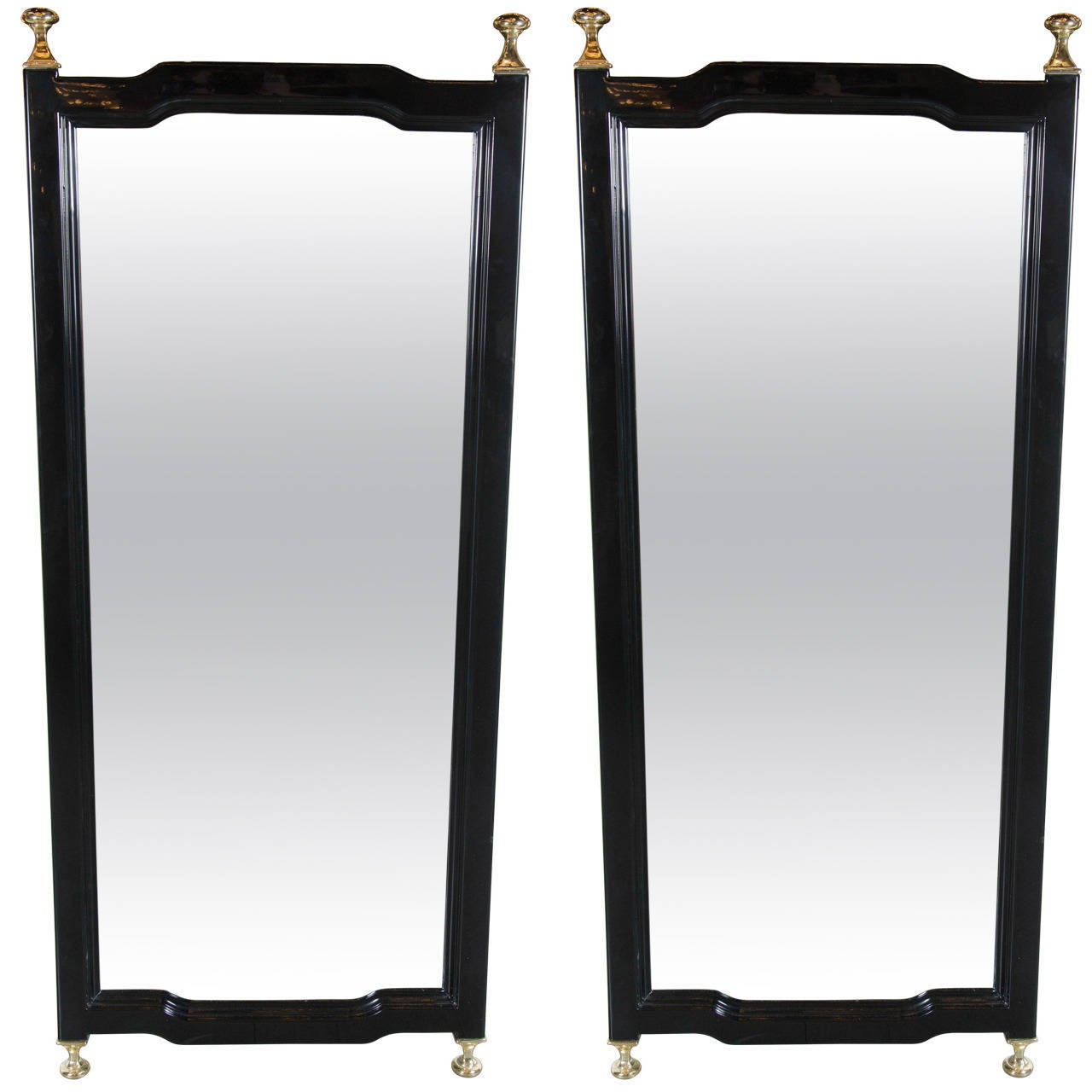 Ultra Chic Pair of Mid-Century Modernist Mirrors with Solid Brass ...