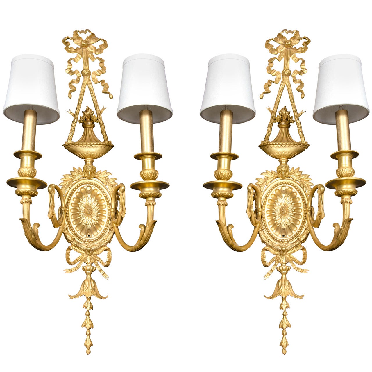 Elegant Pair of Rococo Style Gilded Two Arm Sconces at 1stDibs