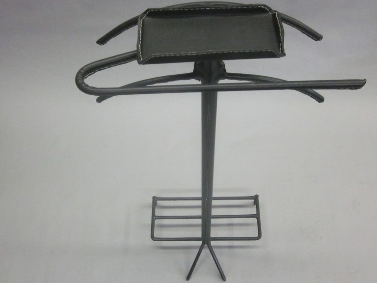 French Mid-Century Modern Valet in Hand-Stitched Leather by Jacques ...