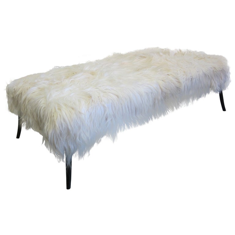Large Long Hair Italian Mid-Century Modern Style Goatskin Bench, Ico ...