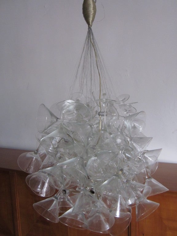 Artist Made Midcentury Martini Glass Chandelier or Pendant by ...