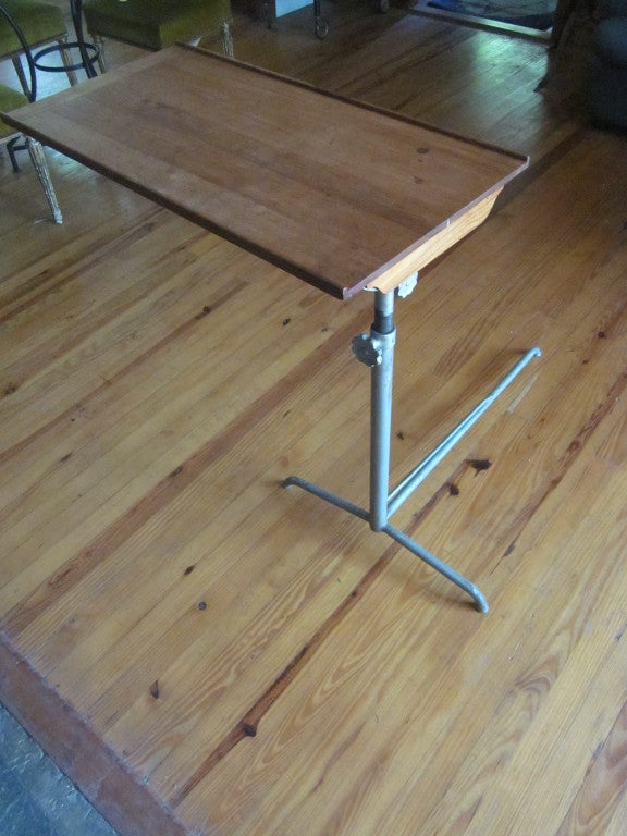 Swiss Mid-Century Modern Steel and Cherry Console or Drafting Table by ...