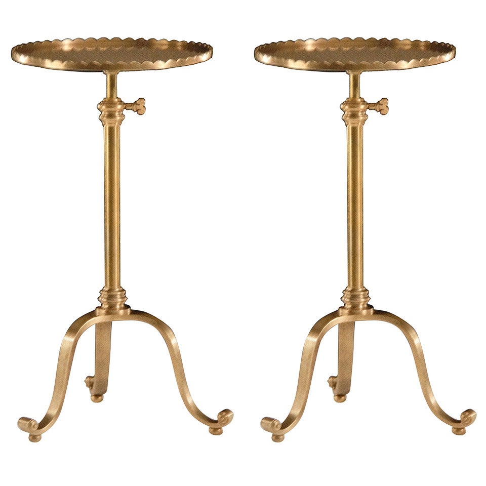 Two Modern Neoclassical Style Adjustable, Brass Side Tables For Sale at ...