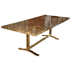 Italian Parchment and Resin Table with Solid Brass Legs at 1stDibs