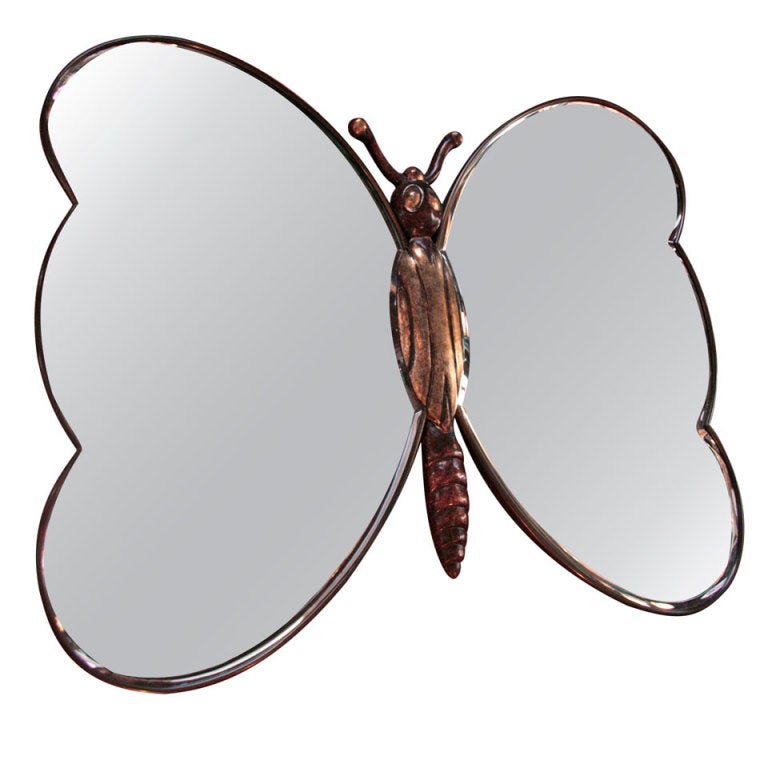 Italian 50's Brass Butterfly Mirror at 1stDibs