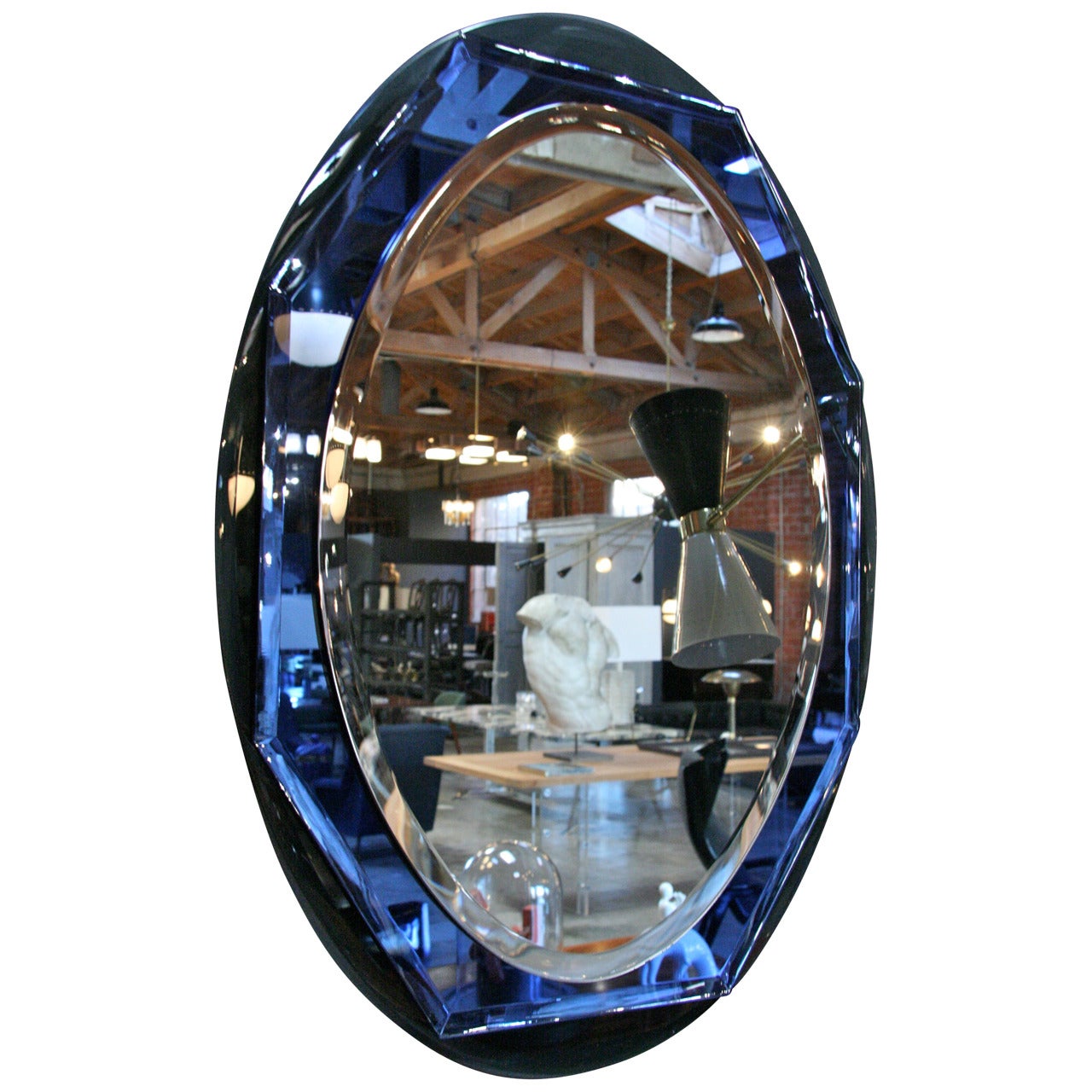 Italian 1960s Cobalt Blue Glass Rim Framed Mirror at 1stDibs | blue ...